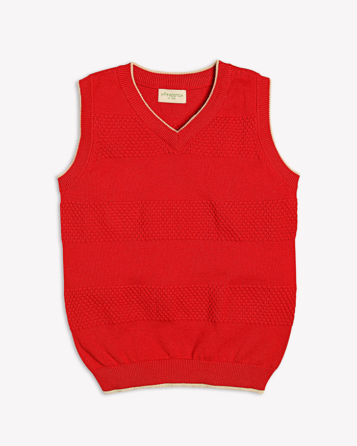 Vibrant Red V-Neck Knitted Vest – Hopfair.pk