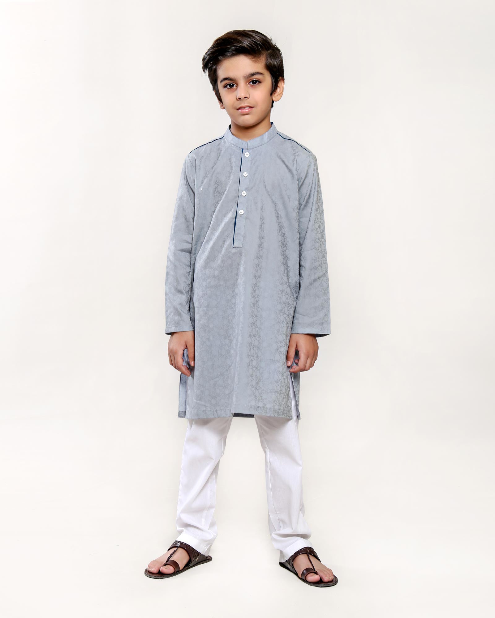 Grey Chambray Kurta – Hopfair.pk